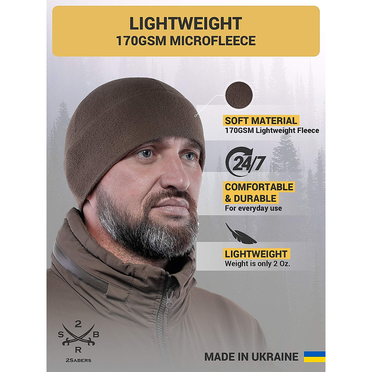 2SBR 2SABERS Warm Lightweight 170 Fleece Watch Cap - Men Women - Army Skull Beanie Hat