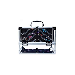 Caboodles Neat Freak Train Case | 6-Tray Cosmetic Organizer with Locking Latch, Social Butterfly