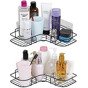 REFFU Corner Shower Caddy, 2 pack Adhesive Shower Organizer No Drilling, Rustproof Stainless-Steel Bathroom Shower Organizer Rack, Shower Storage for 90° Wall