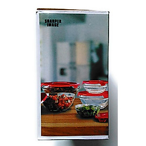 Sharper Image 10 pieces glass bowl set with color lids