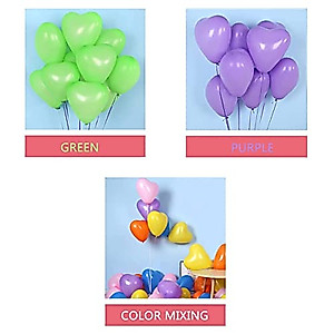 100 10-inch Color Heart shaped balloons 10 Kinds of Rainbow Party Latex Balloons for Valentines Day,Propose Marriage,Wedding Party…