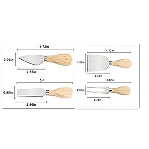 4PCS Cheese Knife Set, Besot Premium Stainless Steel Cheese Slices and Cutter Collection with Handle（Gift-ready) …