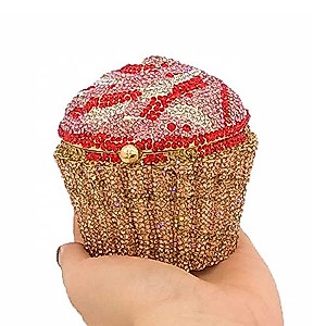 DJBM Cute Cupcake Rhinestone Clutch Diamond Crystal Purse Evening Bags for Women Party Wedding Cocktail Prom, Multicolor
