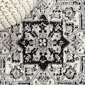 JONATHAN Y BMF107B-8 Inigo Cottage Medallion Indoor Area-Rug Bohemian Vintage Floral Easy-Cleaning High Traffic Bedroom Kitchen Living Room Non Shedding, 8 ft x 10 ft, Grey