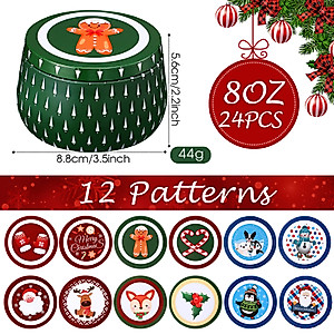Yungyan Christmas Candle Tin Cans Set Metal Candles Tin Gifts Jars with Lids 8 oz Christmas Cookie Tins Candle Containers for Candle Making Storing Biscuits Tea Party Favors(24 Pcs)