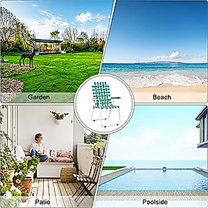 2 Pack Webbing Chair, Designs New Standard Patio Lightweight Folding Web Lawn Chair Set, Outdoor Reclining Beach Chair Portable Camping Chair, Webbed Folding Chair for Yard, Garden (Light Green)