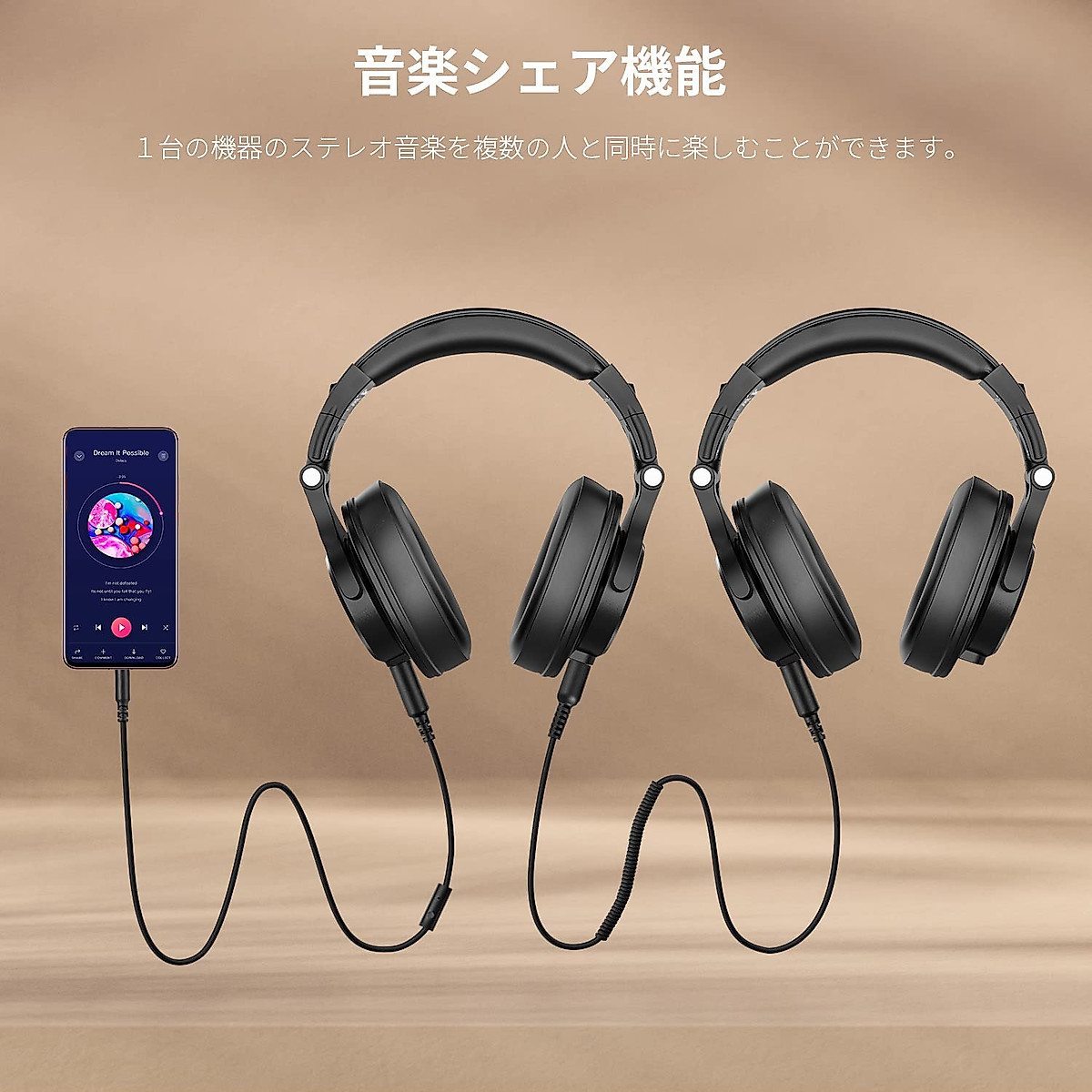 bopmen Over Ear Headphones - Wired Studio Headphones with Shareport, Foldable Headsets with Stereo Bass Sound for Monitoring Recording Keyboard Guitar Amp DJ Cellphone, Black