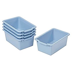 ECR4Kids Scoop Front Storage Bin, Multipurpose Organization, Powder Blue, 5-Piece