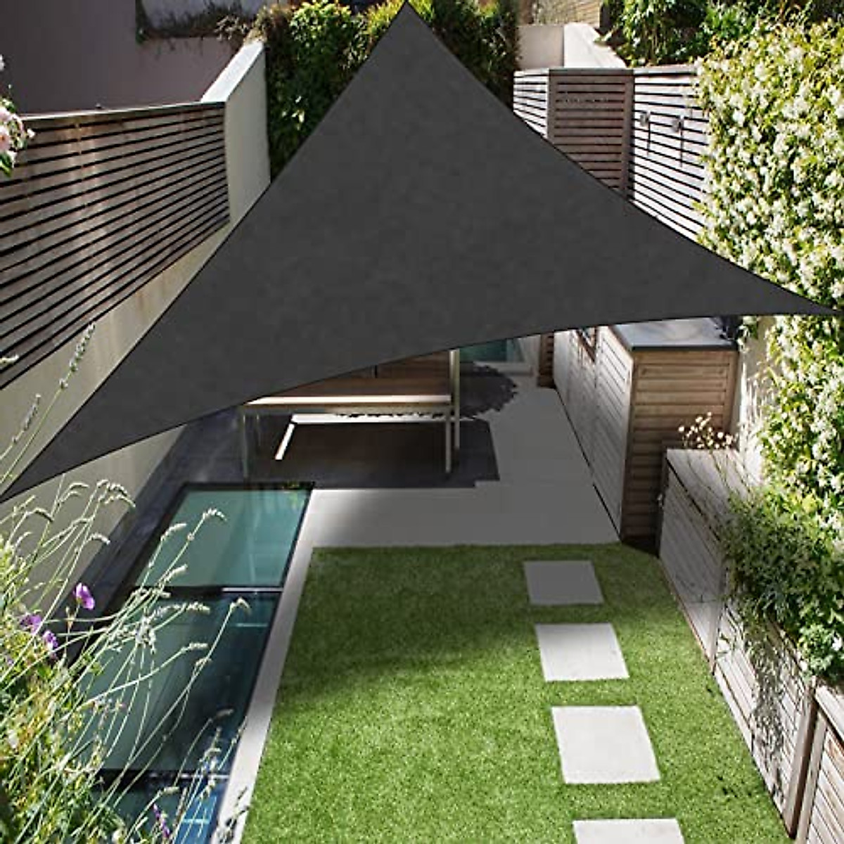 JETEVIOS Waterproof 13'x13'x13' Triangle Solid Sun Shade Sail Canopy UV Resistant for Outdoor Patio Garden Backyard Beige