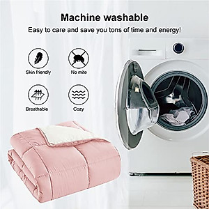 ART DEMO Reversible Down Alternative Quilted Comforter for Girls, Hypoallergenic Lightweight for All Season, Duvet Insert with Corner Tabs, Twin Size, Pink/White