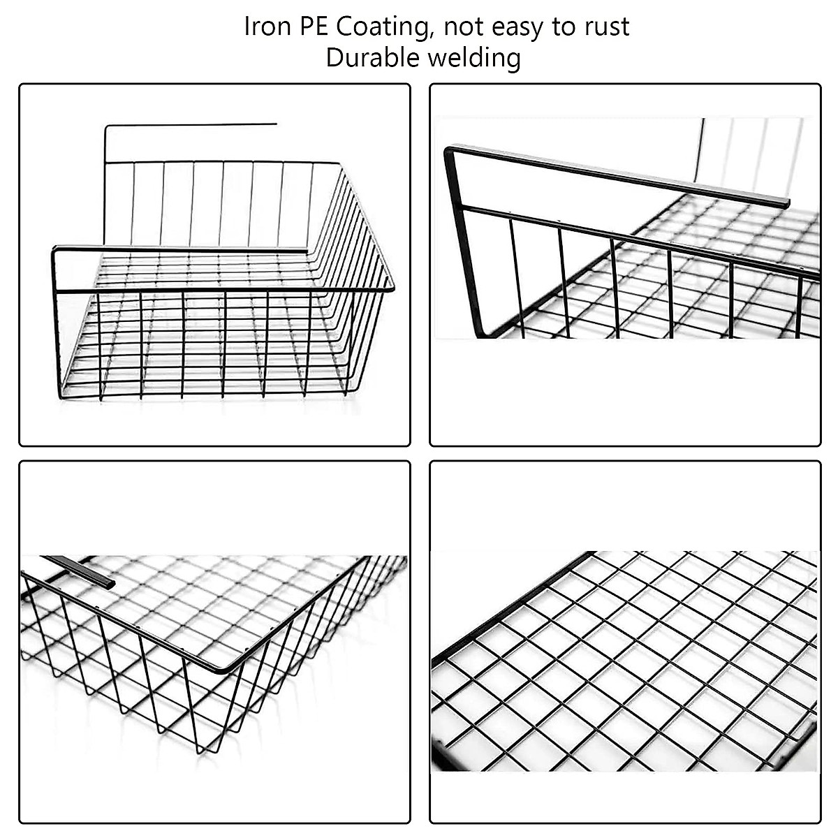 Hizibesty Under Shelf Basket, 2 Pack Under The Cabinet Shelf Rack Organizer Storage Rack for Home Closet ffice Organization Black