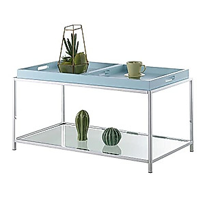 Convenience Concepts Palm Beach Coffee Table with Removable Trays and Shelf, Sea Foam