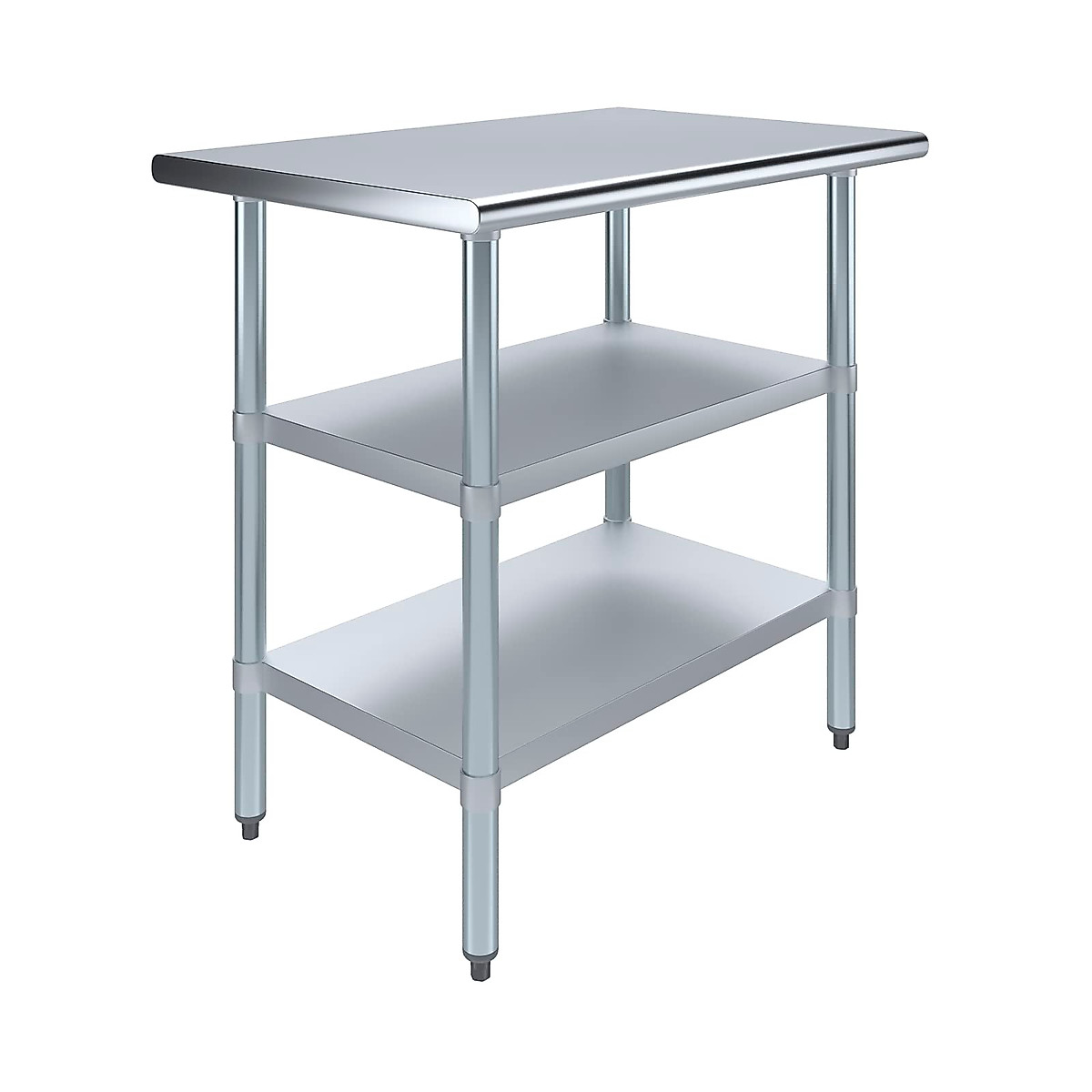 AmGood 36" Long X 24" Deep Stainless Steel Work Table with 2 Shelves | Metal Food Prep Station | Commercial & Residential NSF Utility Table