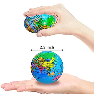 24 Pcs Globe Squeeze Balls,Earth Stress Relief Balls,Foam Squeeze Balls for Finger Exercise,Party Favors,School,Classroom,2.5 inch