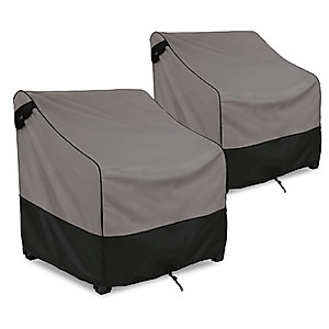 FORSPARK Outdoor Furniture Covers Waterproof, Heavy Duty Patio Chair Covers 2 Pack, Fits up to 29 W x 30 D x 36 H Inches-Grey & Black