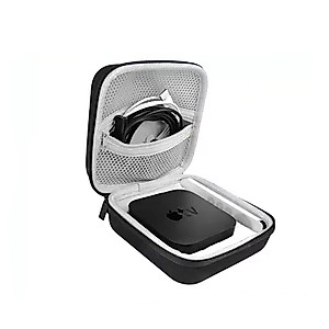 Hard Case for Apple TV 4K (2nd & 1st Gen) / Apple TV HD, Portable Travel Case Shockproof Anti Slip Protective Cover for 2021 Apple TV 4K / HD 4th Generation (Black)