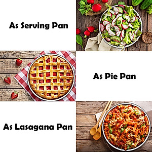 P&P CHEF 8 Inch Cake Pan Set, 3 Pcs Round Baking Pans Stainless Steel Layer Birthday Wedding Cake Pans, Fit Oven/Pots/Pressure Cooker, Non Toxic & Heavy Duty, Dishwasher Safe
