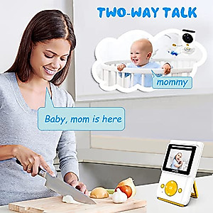 ENSTER Baby Monitor Video with Camera and Audio, 2.4'' LCD Screen, Color Night Vision, 2-Way Talk, VOX, 960ft Range, Temperature Display, 2X Zoom, Lullabies, Feeding Alarm