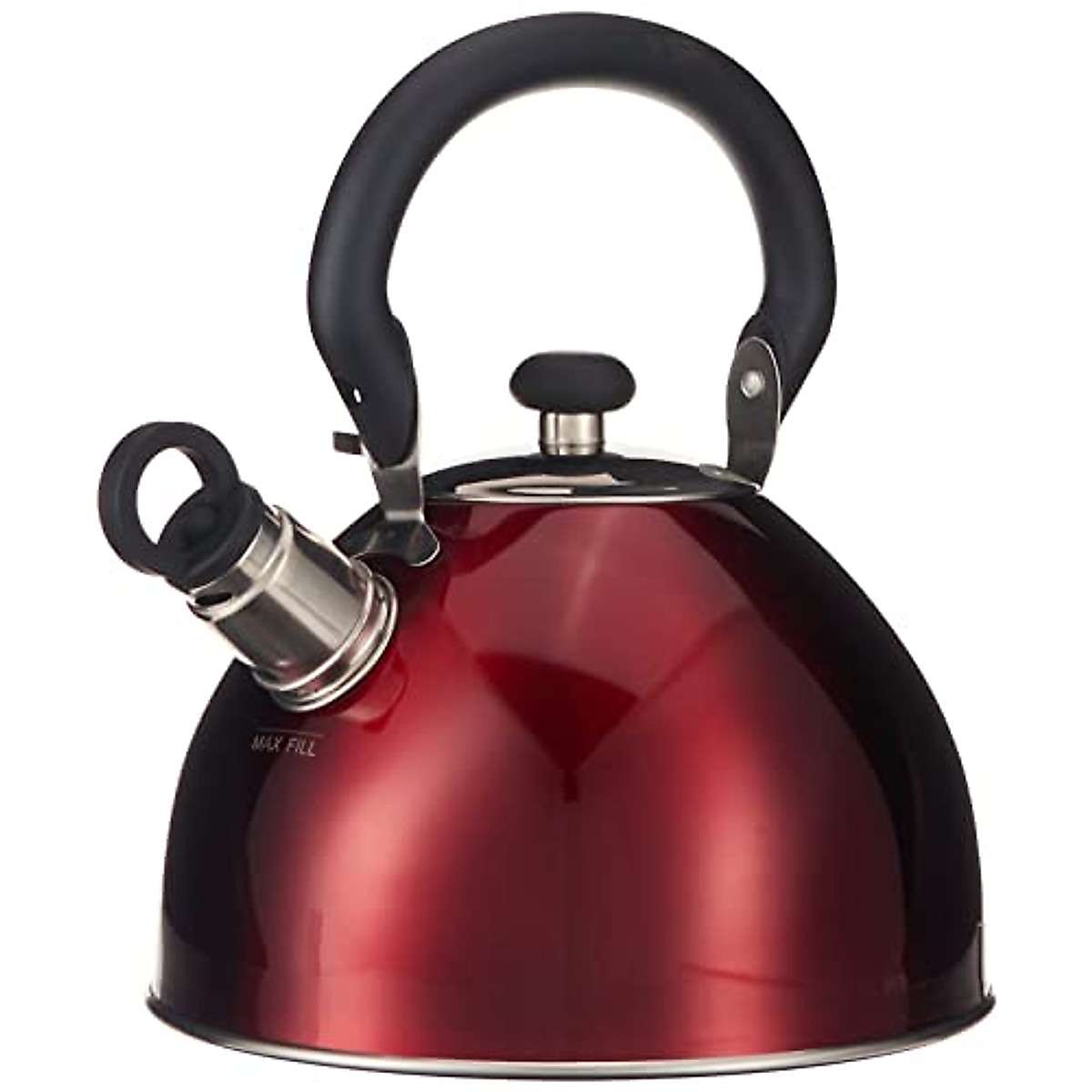 Mr. Coffee Morbern 1.8 Quart Stainless Steel Whistling Tea Kettle, Red