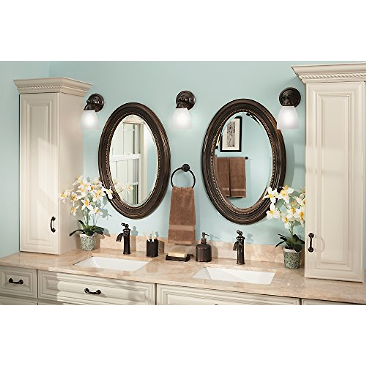 Moen YB2286ORB Brantford Collection Traditional Single Post Bathroom Hand-Towel Ring, Oil-Rubbed Bronze