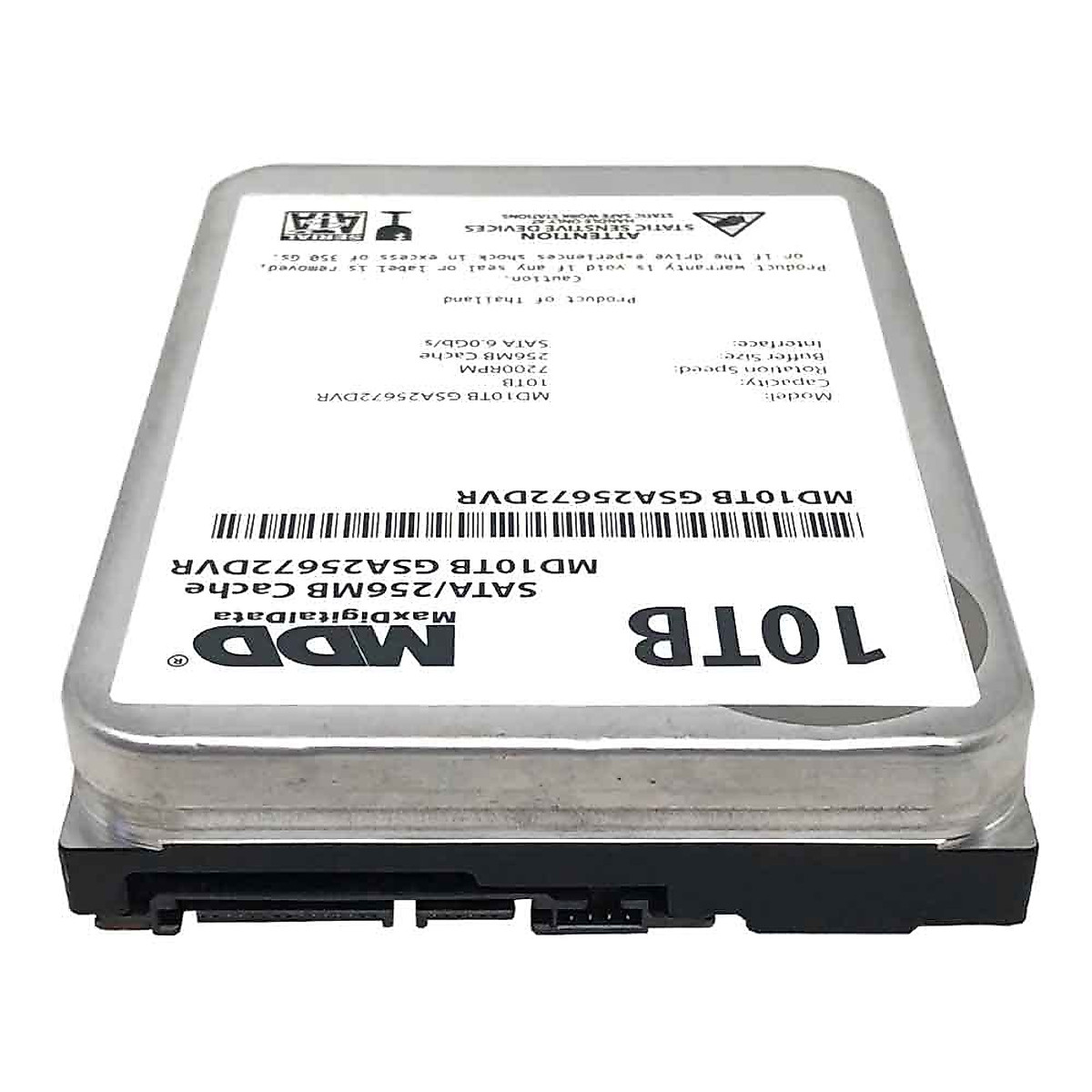 MDD 10TB 7200 RPM 256MB Cache SATA 6.0Gb/s 3.5inch Internal Hard Drive for Surveillance Storage (MD10TGSA25672DVR) - 3 Years Warranty (Renewed)