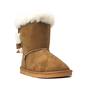 REDVOLUTION New Kids Classic Snow Boots Faux Fur Midcalf Outdoor Boots (Big Kid) (450 camel, numeric_2)