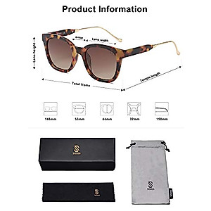 SOJOS Classic Square Polarized Sunglasses Womens Mens Retro Trendy Shades UV400 Sunnies, Amber Tortoise/Brown