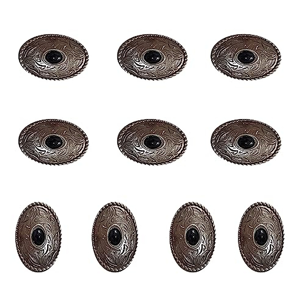 Kesvila 10 Pcs Turquoise Oval Leather Buckle Turquoise Metal Buckle Conchos Button Rivet Decorative Buckle Bag Decorative Buckles Leather Decorative Buckle for DIY Craft (Black)