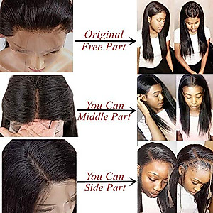 Viennois Lace Front Wigs Human Hair 180% Density 10A Brazilian 13x4 HD Straight Lace Front Wigs Human Hair Pre Plucked with Baby Hair Natural Hairline Frontal wig Glueless(16inch)