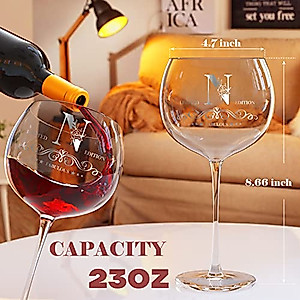 TuDou Monogrammed Gifts for Women A-Z Personalized Wine Glasses Gifts For Women Mother Bridesmaid Gifts Birthday Gifts Teacher Wedding Christmas Gifts (N)