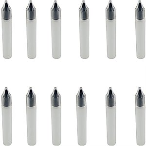 CSNSD Unicorn Bottle 12PCS 15ml Empty Clear Plastic Pen Style Squeezable Thin Tip Bottles Unicorn Dropper UBSTTD-15ML-12