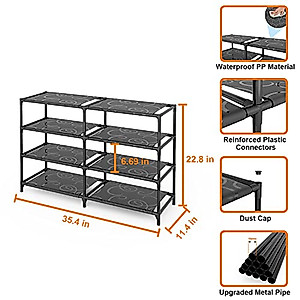 4 Tier Shoe Rack Organizer for Closet, Metal Sturdy Shoe Shelf Storage for Entryway Garage Bedroom, Small Stackable Black Shoe Stand