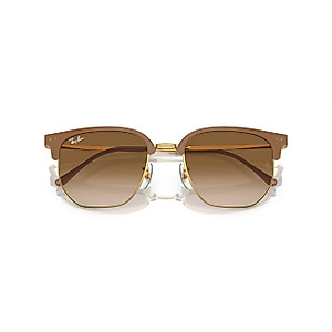 Ray-Ban RB4416 New Clubmaster Square Sunglasses, Beige On Gold/Brown Gradient, 51 mm