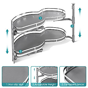 Corner Blinds, 2 Tier Adjustable Swing Pull Out Organizer with Strong Load Bearing, Smoothly Rotation, Maximizes Space, Wide Usage for Blind Corner Cabinet (Right Open)