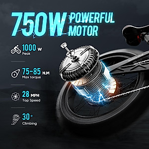 eAhora P5 (Latest Batch) Peak 1200W 20Ah Electric Bike for Adults, Fat Tire Electric Mountain Bike Downhill Full Suspension Electric Bicycle Long Range Ebike