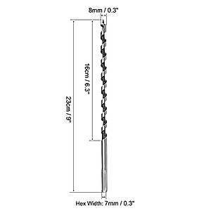 uxcell Auger Drill Bit Wood Hex Shank 8mm Cutting Dia Highbon Steel for Electric Bench Drill Woodworkingpentry