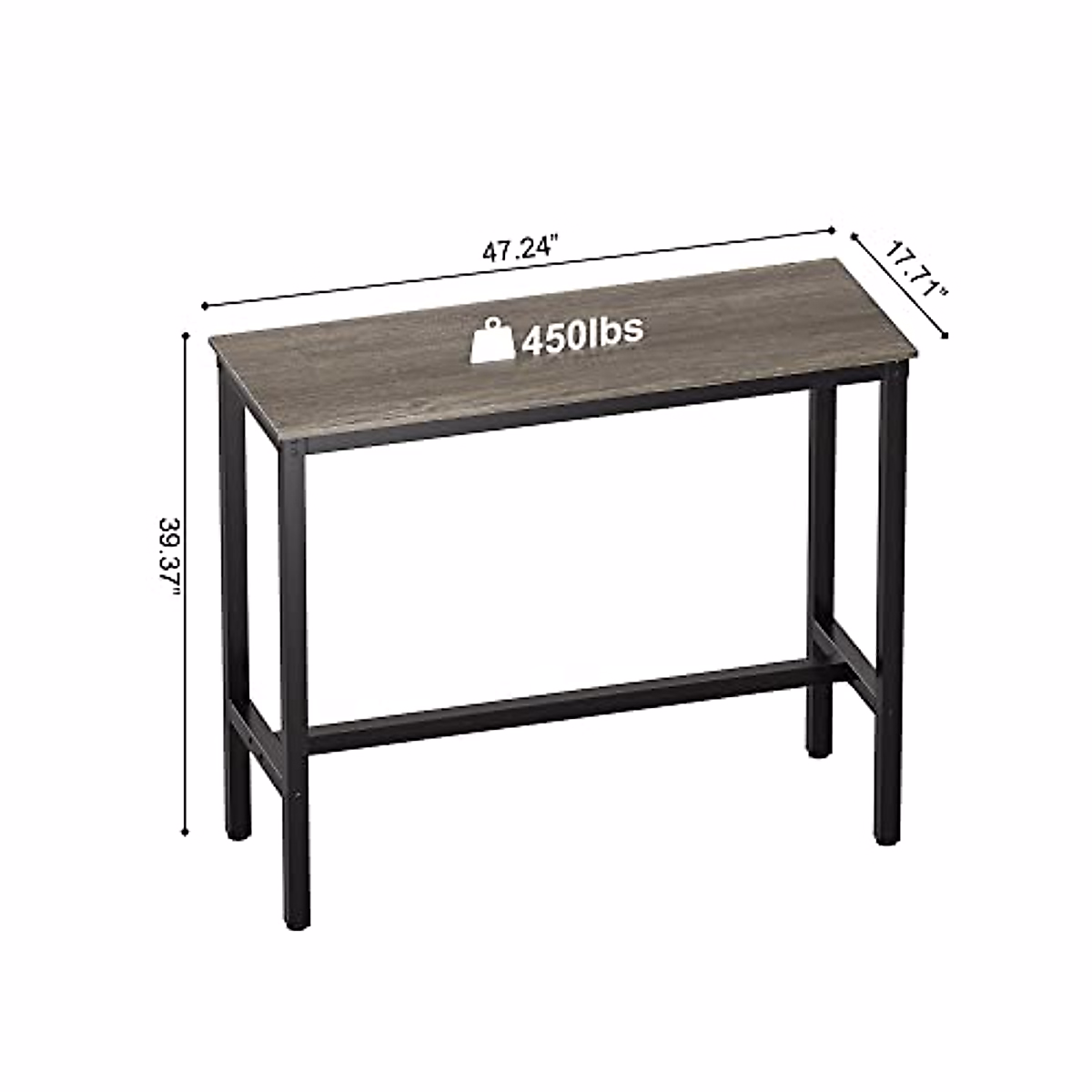 Teraves Bar Table with Solid Metal Frame,Counter Height Table Kitchen Bar Table for Dining Room,Living Room (47.24", Black Oak)
