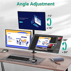 WALI Triple Monitor Desk Mount, Fully Adjustable Three Monitor Stand Fits 3 Screens up to 27 inch, 22 lbs, Weight Capacity per Arm (M003), Black