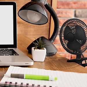 JOEY'Z 6 INCH - 2 Speed - Adjustable Tilt, Whisper Quiet Operation Clip-On-Fan with 5.5 Foot Cord and Steel Safety Grill (2, 6" Fan with 5 FT Cord)