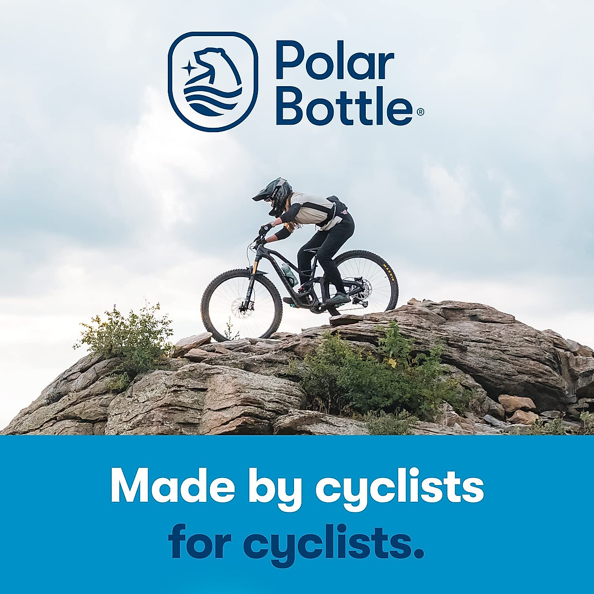 Polar Bottle - Zipper - 24oz Muck, Slate Blue & Turquoise - Insulated Water Bottle - Ideal for Your Mountain Bike Adventure - Keeps Water Cooler Longer, Fits Most Bike Bottle Cages
