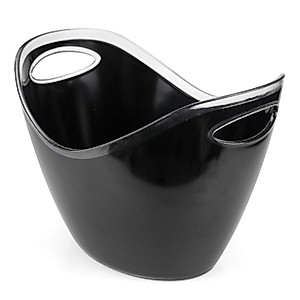 Yesland Ice Bucket, 3.5 L Black Plastic Party Bottle Chiller - 10.5 x 8 x 7-3/4 Inch Ice Beverage/Storage Tub - Perfect for Wine, Champagne or Beer Bottles