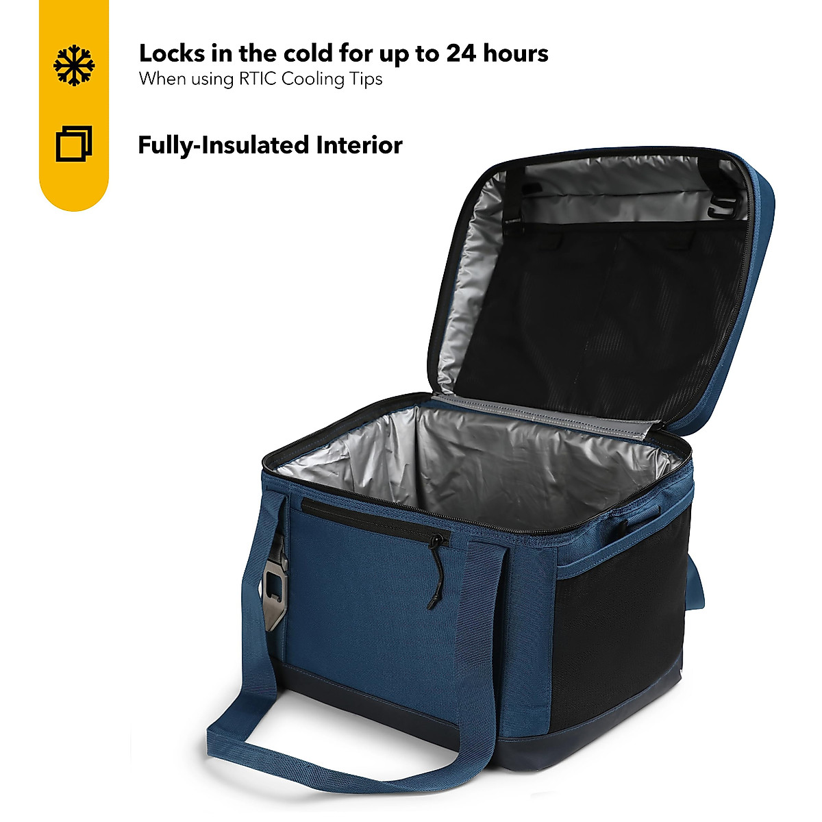 RTIC 28 Can Everyday Cooler, Soft Sided Portable Insulated Cooling for Lunch, Beach, Drink, Beverage, Travel, Camping, Picnic, for Men and Women, Navy