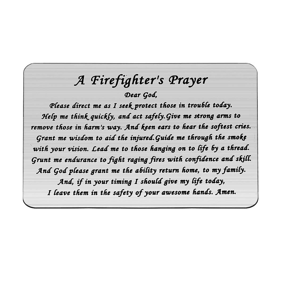 WSNANG Firefighter's Prayer Metal Wallet Insert Card Military Jewelry Gifts for Firefighter Hero Fireman Graduation Gift (Firefighter's Prayer WC)