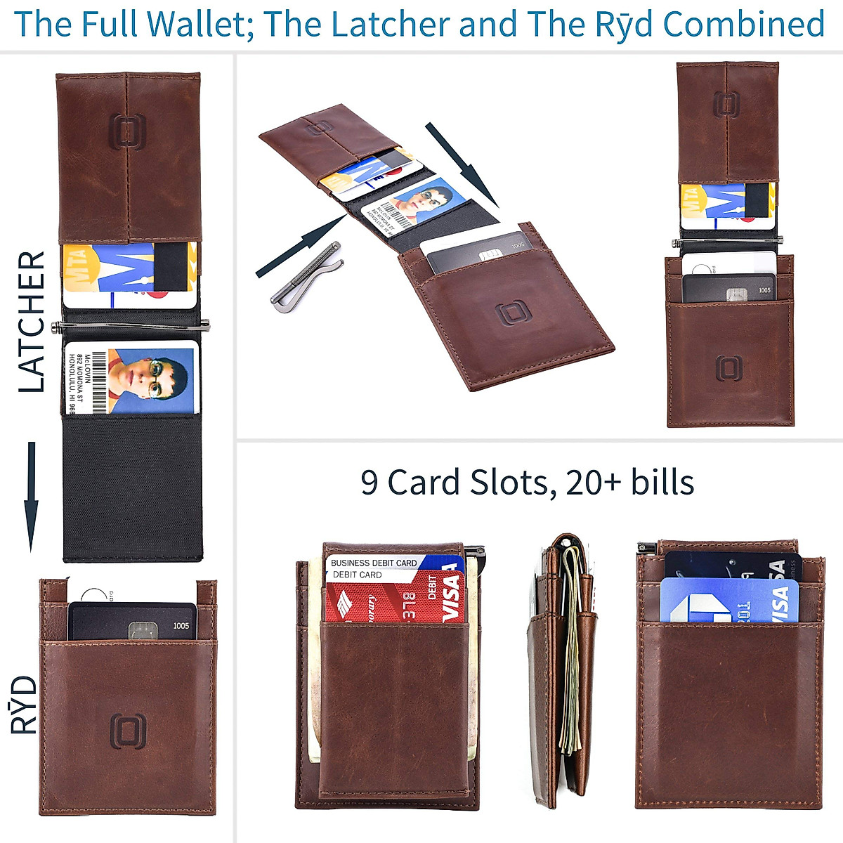 Dockem The Latcher and The Rȳd; The Modular Wallet(s) (Vintage Brown Virtuosa Genuine Top-Grain Leather)