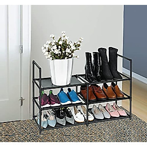 Easyhouse 3 Tier Metal Construction Shoe Rack, Sturdy Shelf Organizer for Entryway, Bedroom, Closet