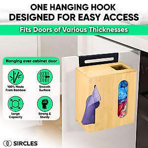 SIRCLES Trash Bag Dispenser Roll Holder - Grocery & Trash Bag Holder & Dispenser Organizer - Garbage Bag Holder with Bracket - Stylish Design - Includes Dispenser, Screws, Anchors & Mini Screwdriver