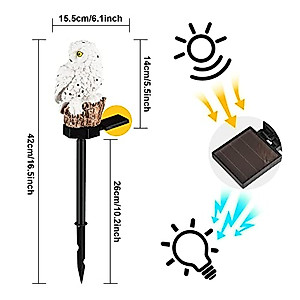 XURLEQ Garden Solar Light Outdoor Decor, Resin Owl Solar LED Light with Stake, Animal Waterproof Light for Flower Fence Lawn Passage Walkway Courtyard Party Decoration, Owl