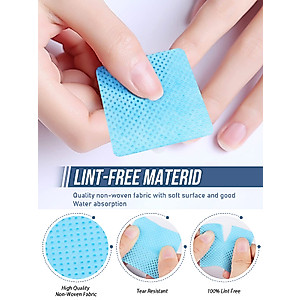 400PCS Lint Free Nail Wipes Glue Wipes Lash Extensions EBANKU Soft Blue Lash Glue Nail Polish Remover Cotton Pads Eyelash Extension Supplies