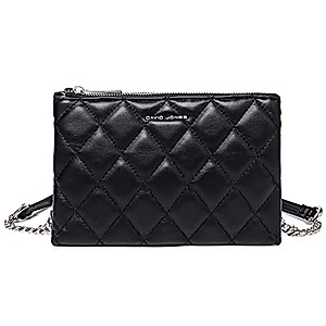 Quilted Black Crossbody Bags for Women,Faux Leather Lightweight Small Functional Shoulder Purses with Chain Strap Stylish Clutch Purse