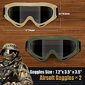 MAMBAOUT Airsoft Tactical Goggles, 2-Pack Outdoor Sports Military Tactical Shooting Goggles, Anti-Fog